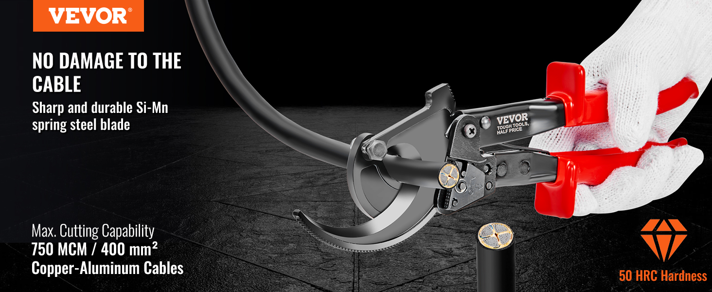 VEVOR Ratcheting Cable Cutter, 11" Wire Cutter Heavy Duty with Gloves ...