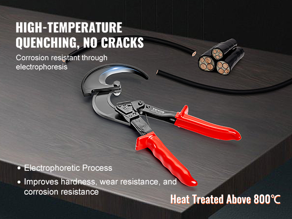 VEVOR Ratcheting Cable Cutter, 11" Wire Cutter Heavy Duty with Gloves ...