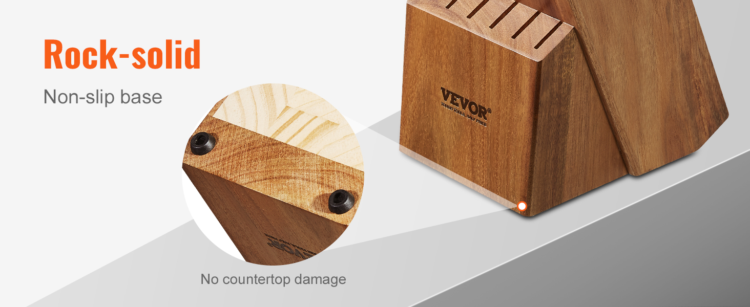 VEVOR Knife Storage Block 15 Slots, Acacia Wood Universal Knife Holders ...