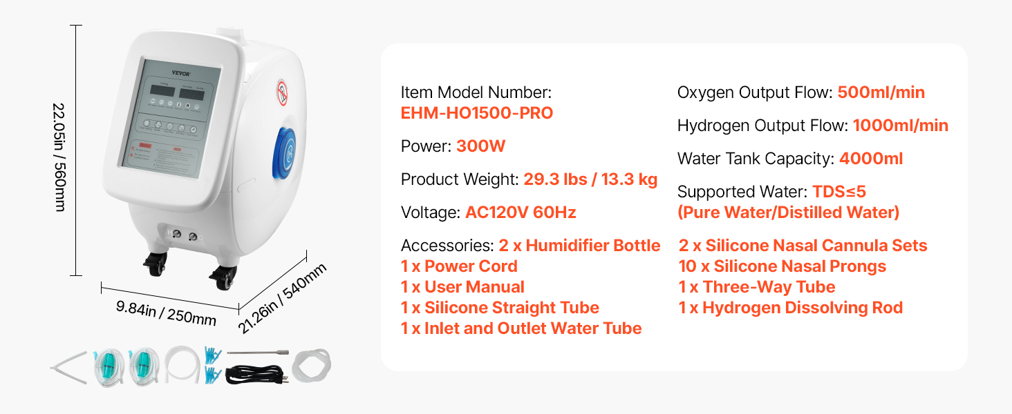 Hydrogen Inhalation Machine 99.99% High Purity 1500ml/min Portable ...
