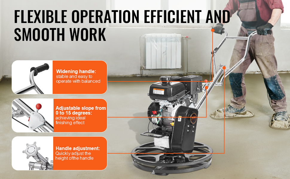 VEVOR Power Walk-Behind Cement Trowel 24” 6HP Gas-Powered with Float ...