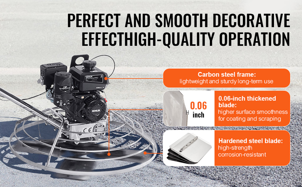 VEVOR Power Walk-Behind Cement Trowel 38” 6HP Gas-Powered with Float ...