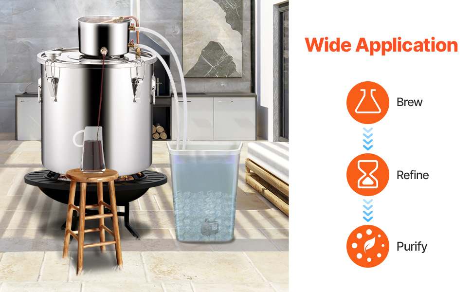 VEVOR Moonshine Still 13 Gal Water Alcohol Distiller Brewing Kit ...