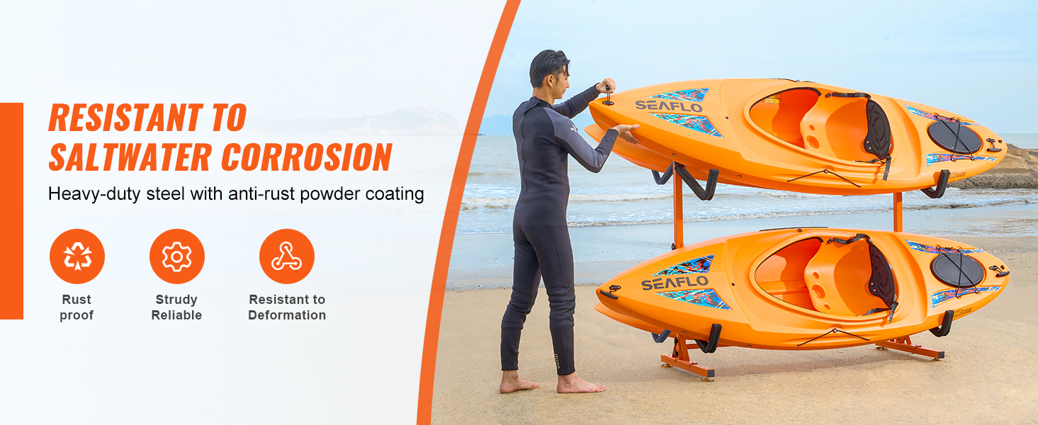 VEVOR Freestanding Kayak Storage Rack, Kayak Stand for 4 Kayak Canoe ...