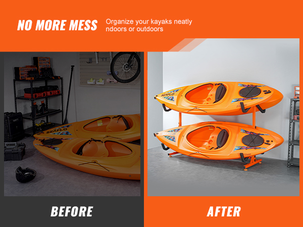 VEVOR Freestanding Kayak Storage Rack, Kayak Stand for 4 Kayak Canoe ...