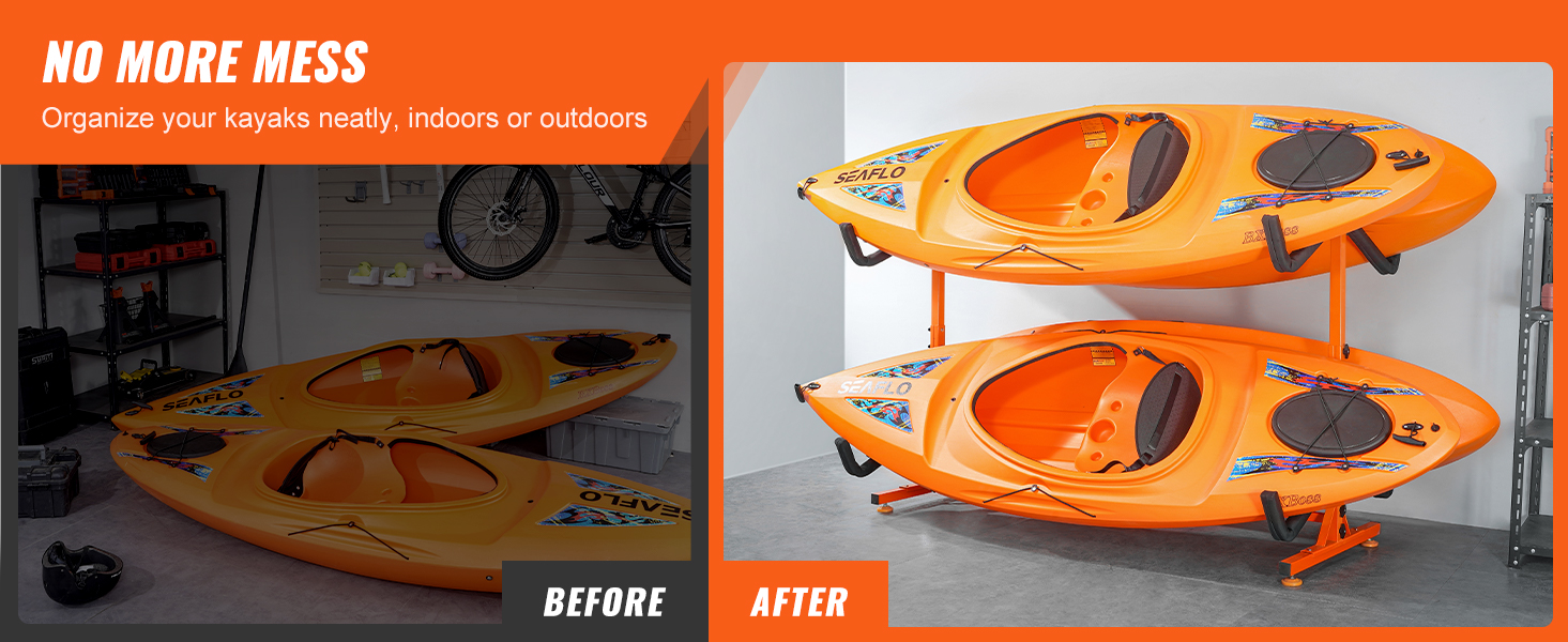 VEVOR Freestanding Kayak Storage Rack, Kayak Stand for 4 Kayak Canoe ...