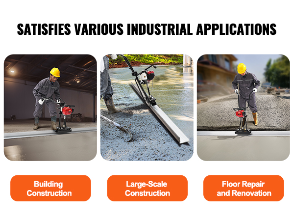 VEVOR Gas Concrete Power Screed, 11ft Aluminum Board Straight Edge Bar ...