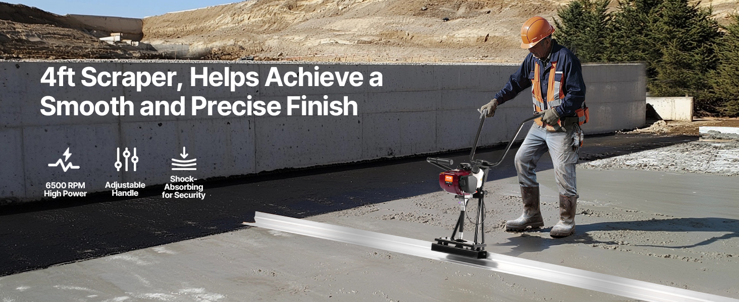 4 Stroke Concrete Power Screed Cement Finishing Float 4 ft Blade Board ...
