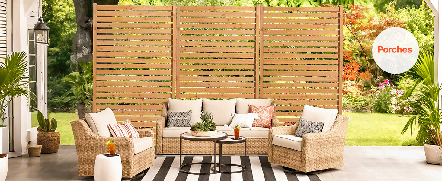 VEVOR Wooden Privacy Screen 36" x 76" Freestanding Outdoor Privacy ...