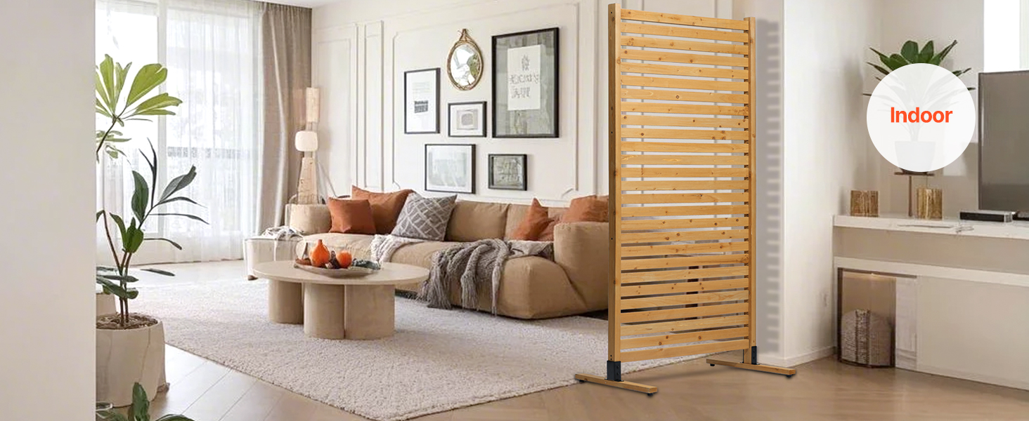 VEVOR Wooden Privacy Screen 36" x 76" Freestanding Outdoor Privacy ...