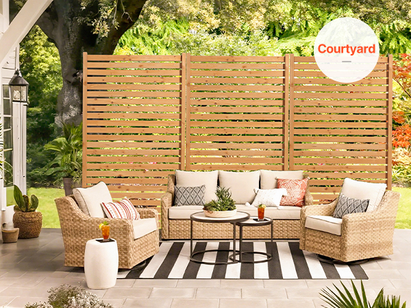 VEVOR Wooden Privacy Screen 36" x 76" Freestanding Outdoor Privacy ...