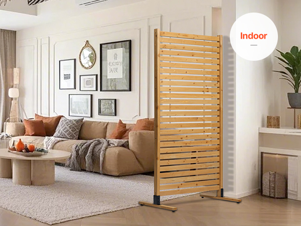 VEVOR Wooden Privacy Screen 36" x 76" Freestanding Outdoor Privacy ...