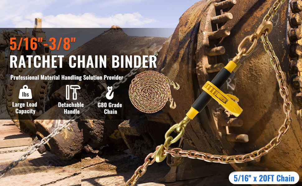 VEVOR Ratchet Chain Binder, 5/16"-3/8" Heavy Duty Load Binders, with ...