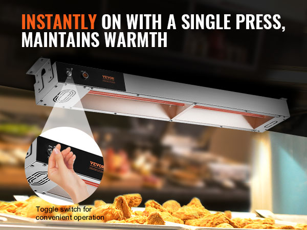 VEVOR French Fry Food Warmer, 850W Commercial Strip Food Heating Lamp ...