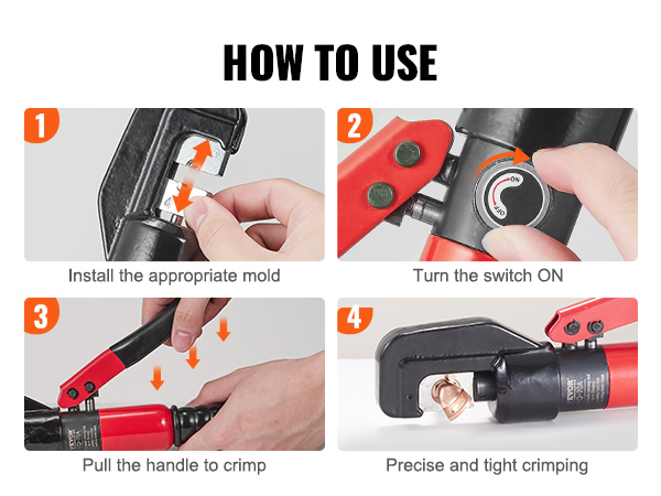 VEVOR Crimping Tool, AWG12-2/0 Copper And Aluminum Terminal Battery Lug ...