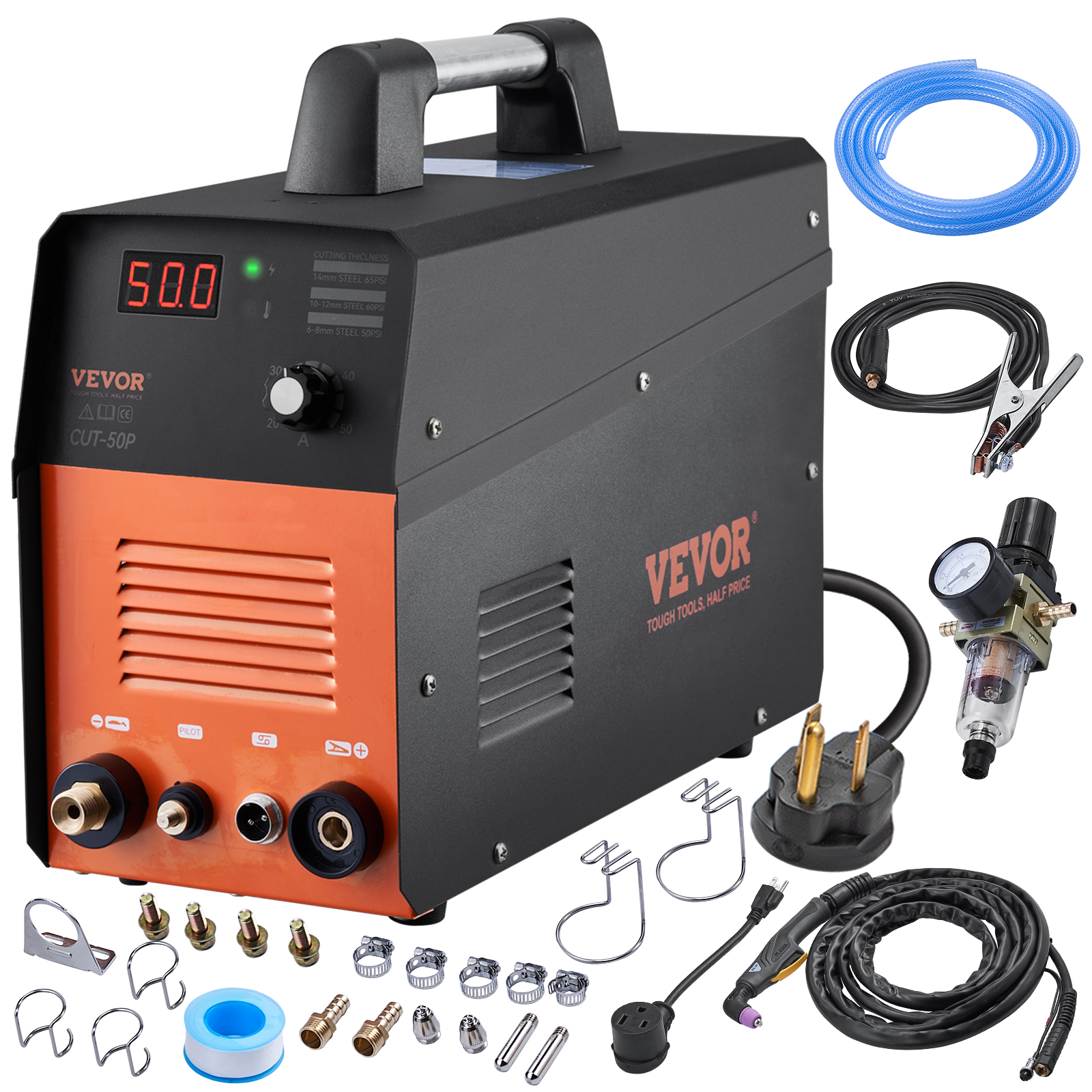 VEVOR Plasma Cutter, 50Amp, Non-Touch Pilot Arc Air Cutting Machine ...