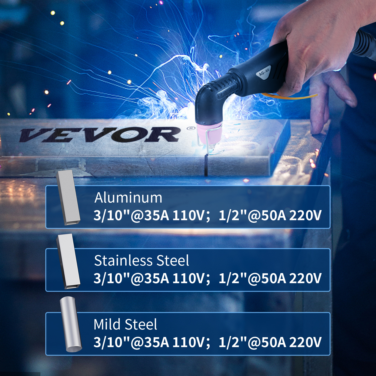 Cortadora de plasma VEVOR, 50 Amp, máquina de corte de aire de arco ...