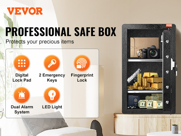VEVOR Single Door 3.5 cu.ft Safe Box with Key Lock Password ...