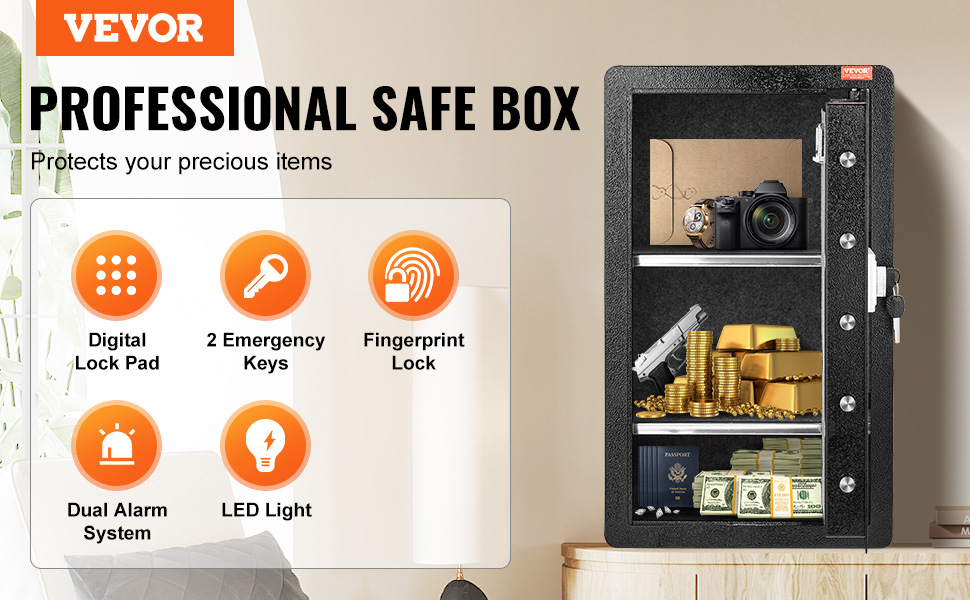 VEVOR Single Door 3.5 cu.ft Safe Box with Key Lock Password ...