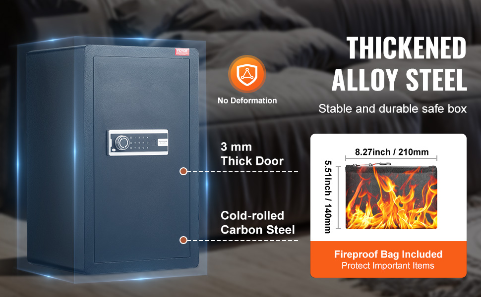 VEVOR Single Door 4.0 cu.ft Safe Box with Key Lock & Password Cabinet ...