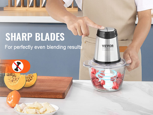 VEVOR Food Processor, Electric Meat Grinder with 4 Stainless Steel ...