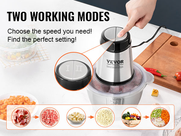 VEVOR Food Processor, Electric Meat Grinder with 4-Wing Stainless Steel ...