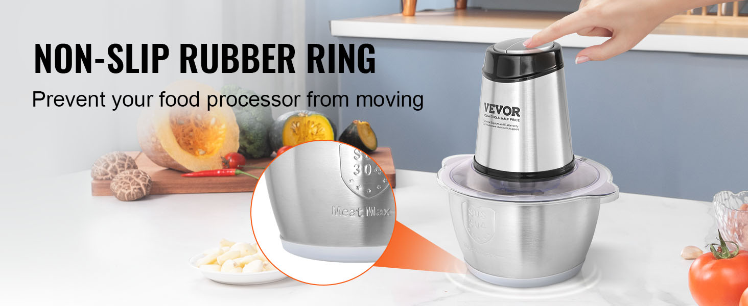 VEVOR Food Processor, Electric Meat Grinder with 4-Wing Stainless Steel ...
