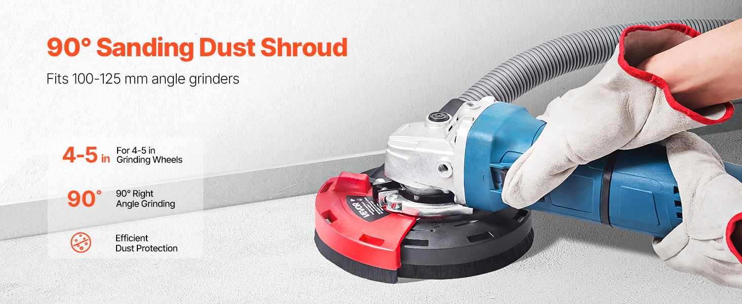 VEVOR Angle Grinder Dust Shroud 4-5 in with 6 Clamping Washers Connect ...