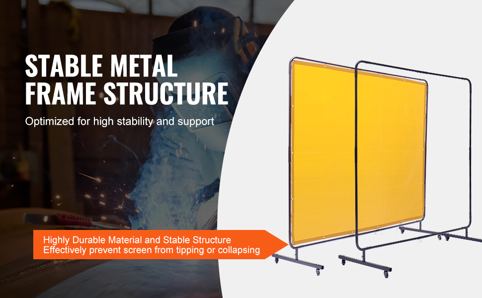 VEVOR Welding Screen with Frame, 6' x 8' Welding Curtain Screen, Flame ...