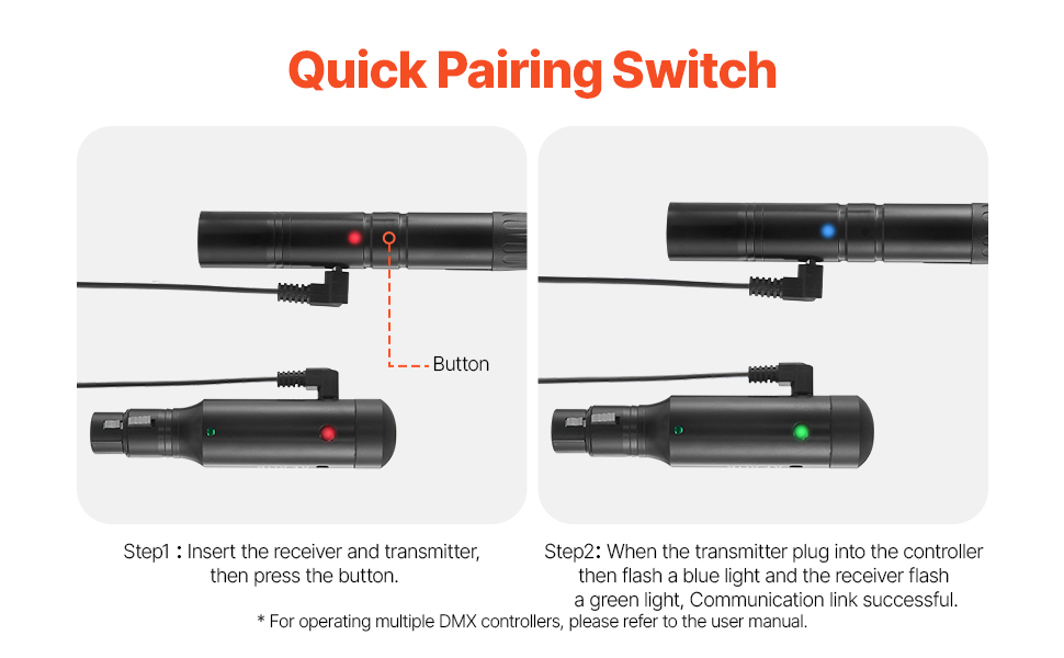 DMX Wireless Receiver Transmitter Rechargeable Battery Stage Light 8 ...