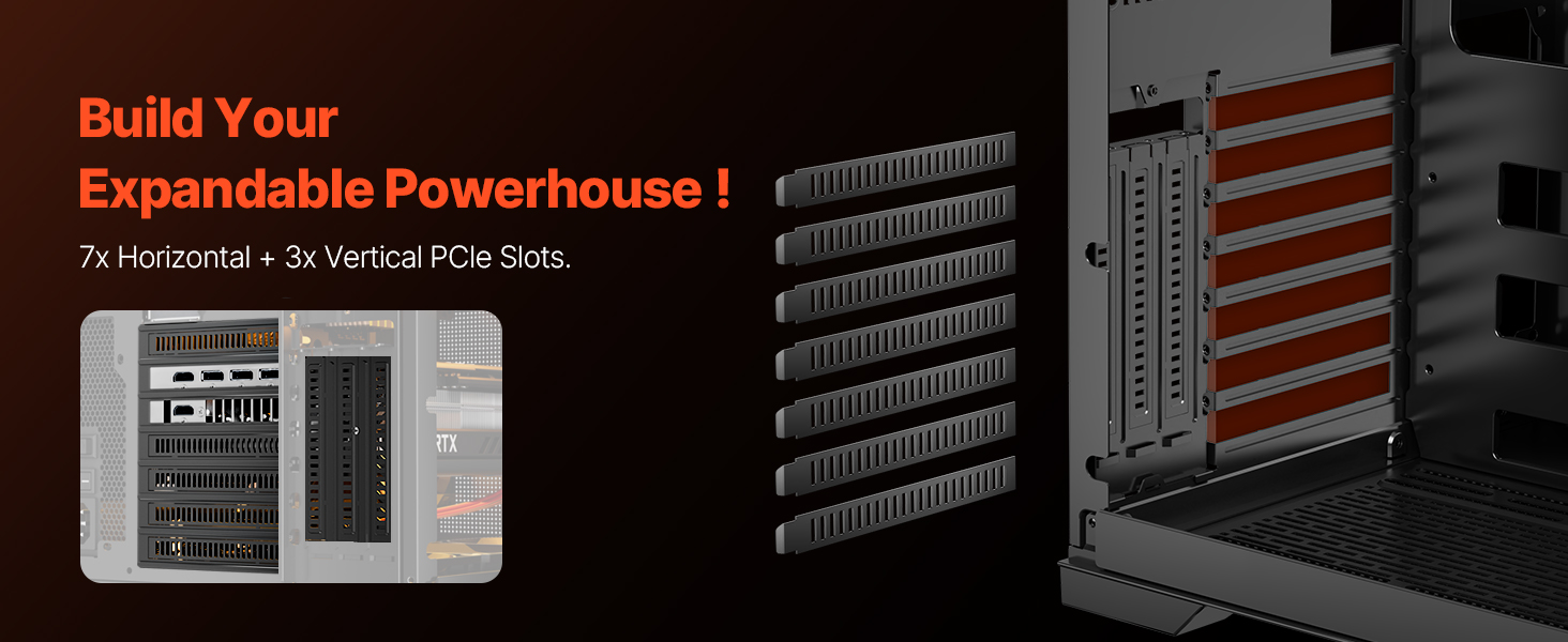 VEVOR Mid-Tower ATX PC Case Dual Chamber Gaming Computer Case No Fan ...
