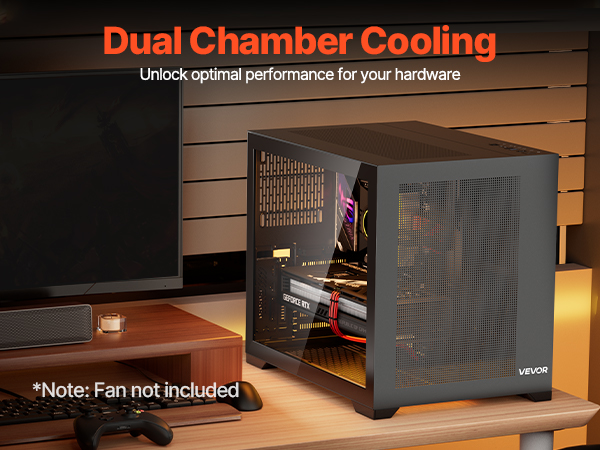 VEVOR Mid-Tower ATX PC-chassi med dubbla kammare, speldatorchassi ...
