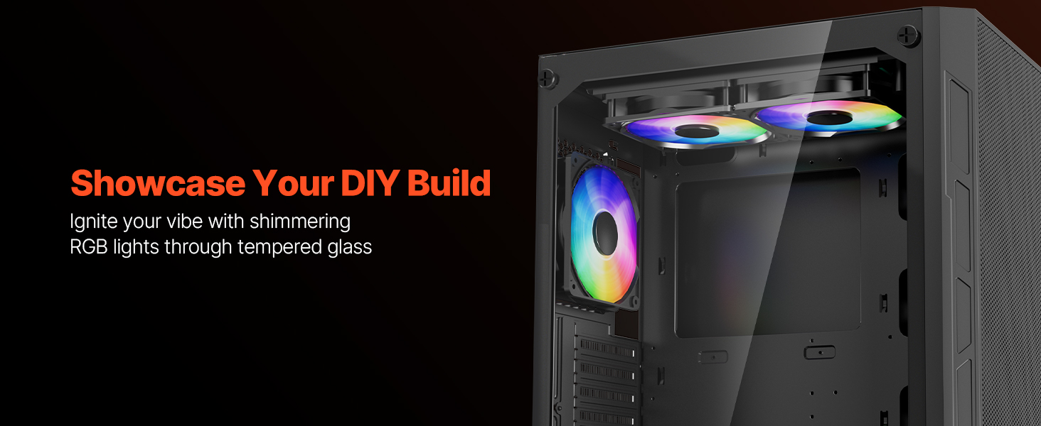 VEVOR Mid-Tower ATX PC Gaming Case Computer Case Box with 3 x 120 mm ...