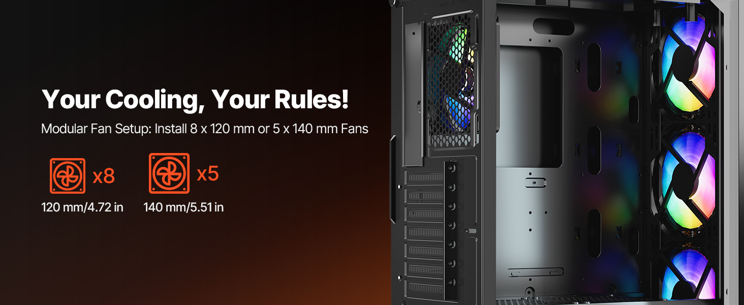 VEVOR Mid-Tower ATX PC Gaming Case Computer Case Box with 4 x 120 mm ...
