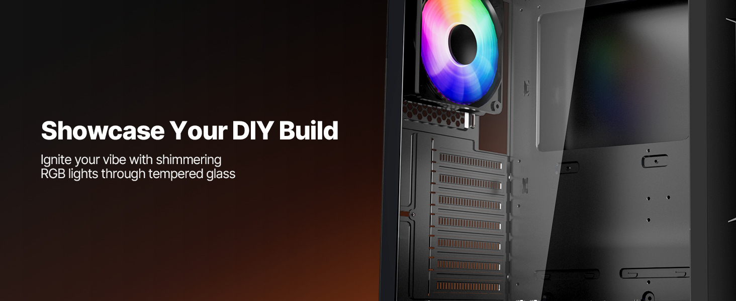 VEVOR Mid-Tower ATX PC Gaming Case Computer Case Box with 4 x 120 mm ...