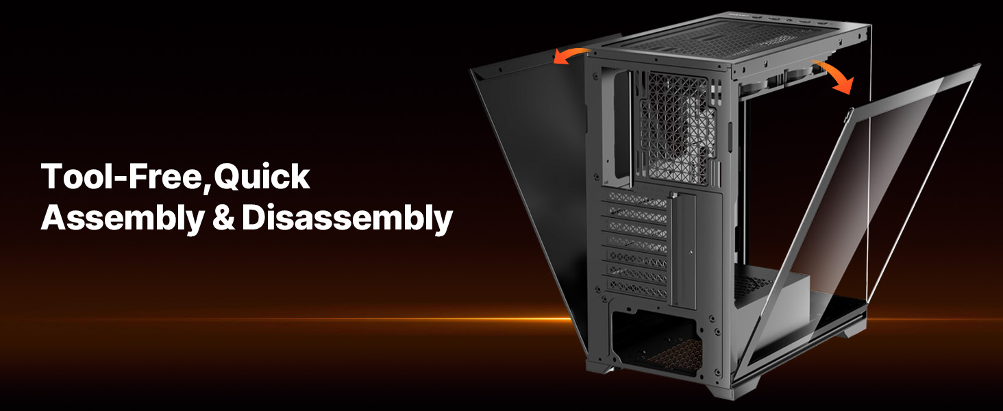 VEVOR PC Gaming Case Mid-Tower Computer Case with 2 x 120 mm Fans for ...