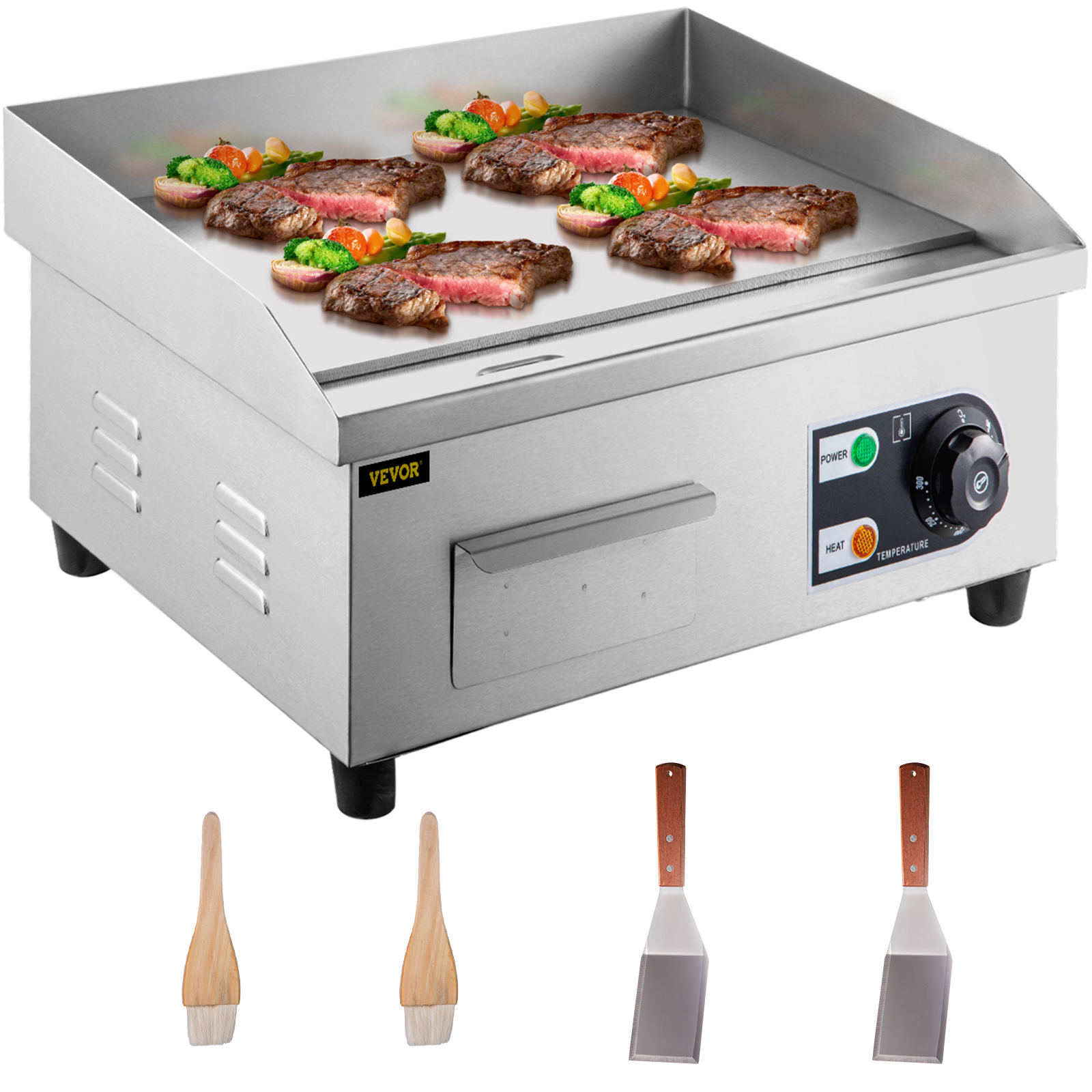 VEVOR 14" Electric Countertop Flat Top Griddle 110V 1500W Non-Stick ...