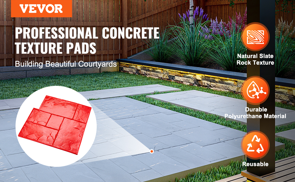 VEVOR Concrete Stamps Mat 24 x 24 in Texturing Skin Polyurethane Stamp ...