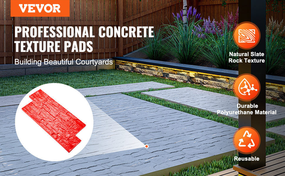 VEVOR Concrete Stamps Mat 28 x 12 in Texturing Skin Polyurethane Stamp ...