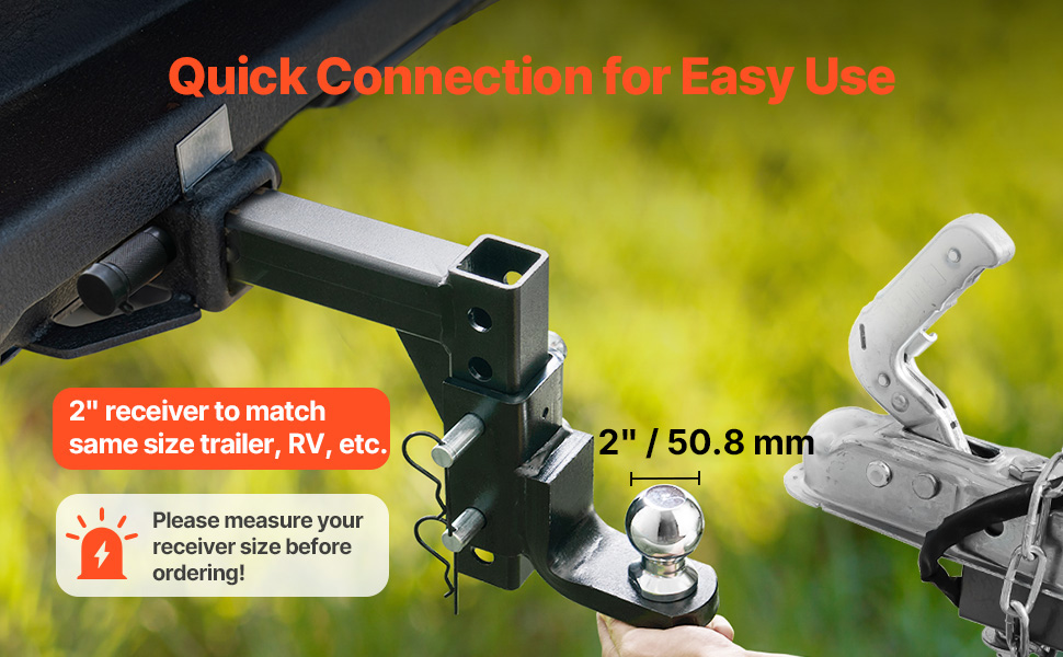 Adjustable Trailer Hitch 2" Receiver 9" Drop Ball Mount Hitch 7500 lbs ...