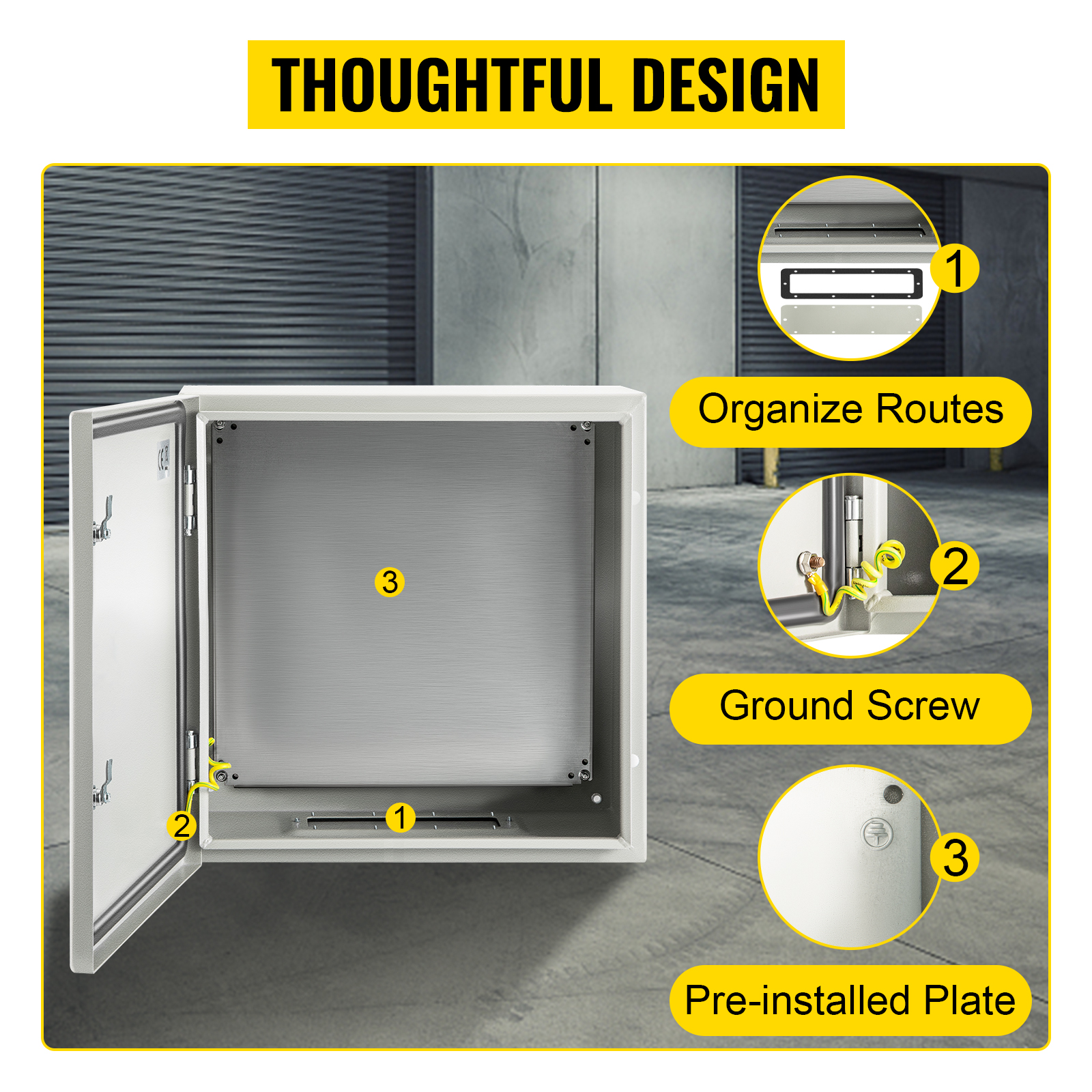 VEVOR NEMA Steel Enclosure, 24 x 24 x 12'' NEMA 4X Steel Electrical Box ...