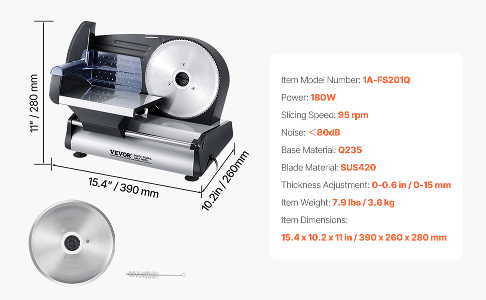 VEVOR Meat Slicer 180W 190 mm Electric Deli Food Slicer for Meat Bread ...