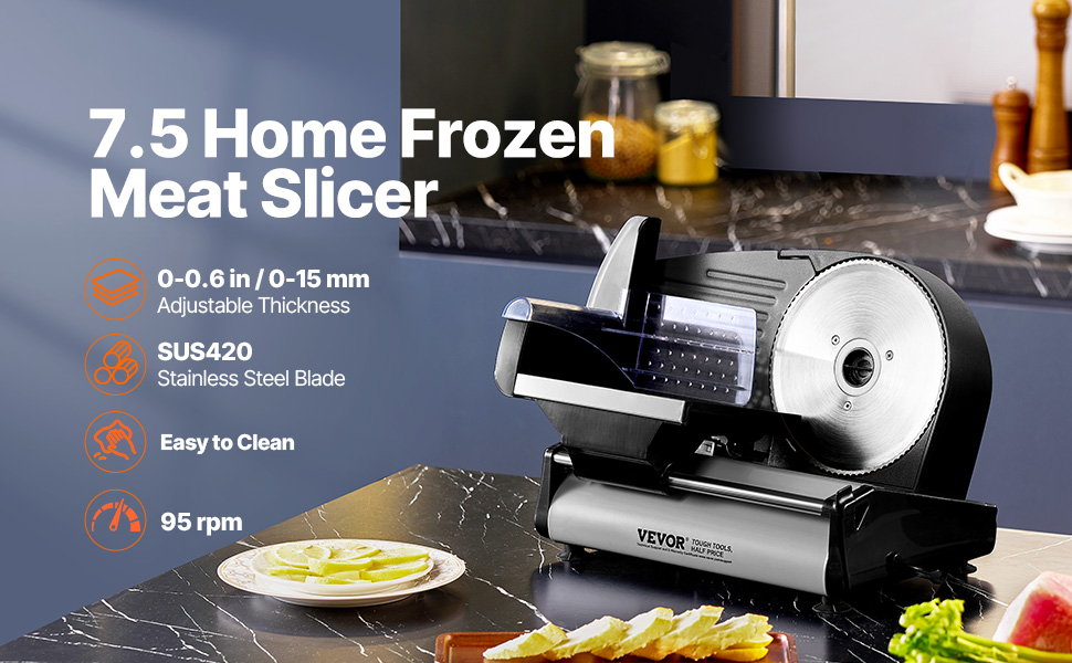 VEVOR Meat Slicer 180W 7.5" Electric Deli Food Slicer for Meat Bread ...
