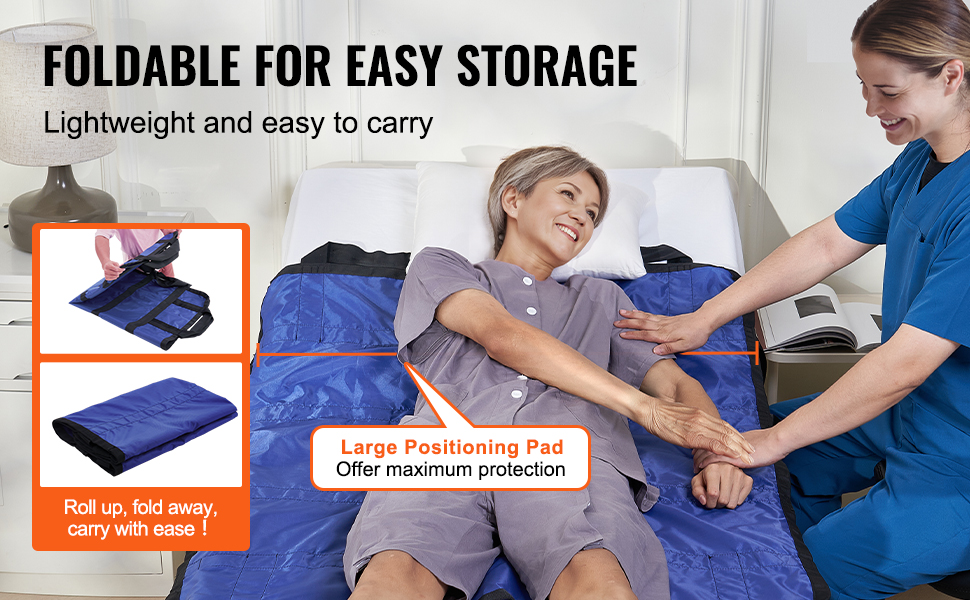 VEVOR Positioning Bed Pad 48"x40" Patient Transfer Sheet & 8 Reinforced ...