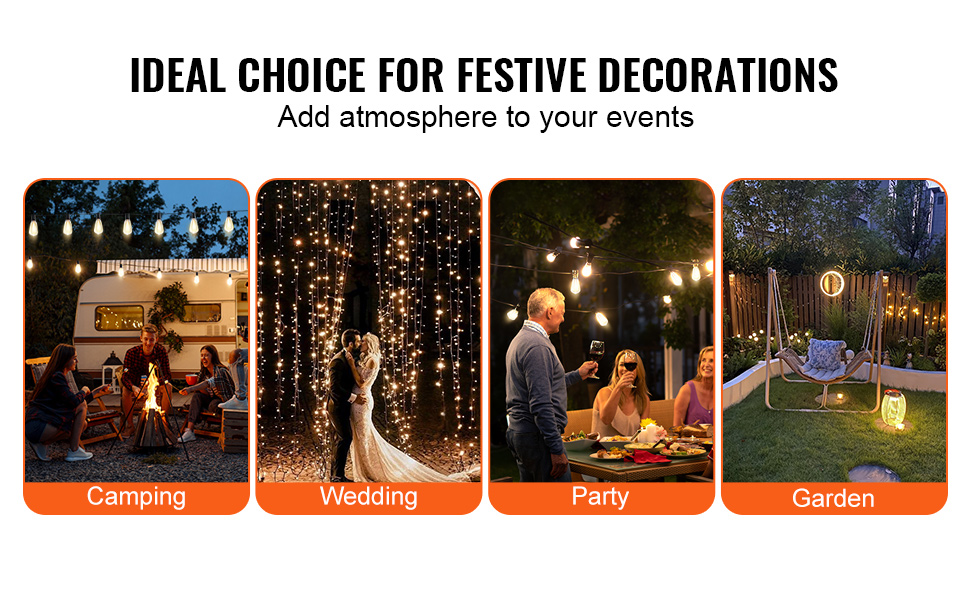 50FT LED Outdoor String Patio Lights Waterproof 15 S14 Shatterproof ...