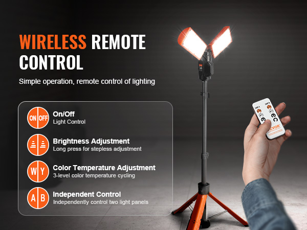 VEVOR Led Work Light, 2500 lm Led Light Stand, Work lights with stand ...