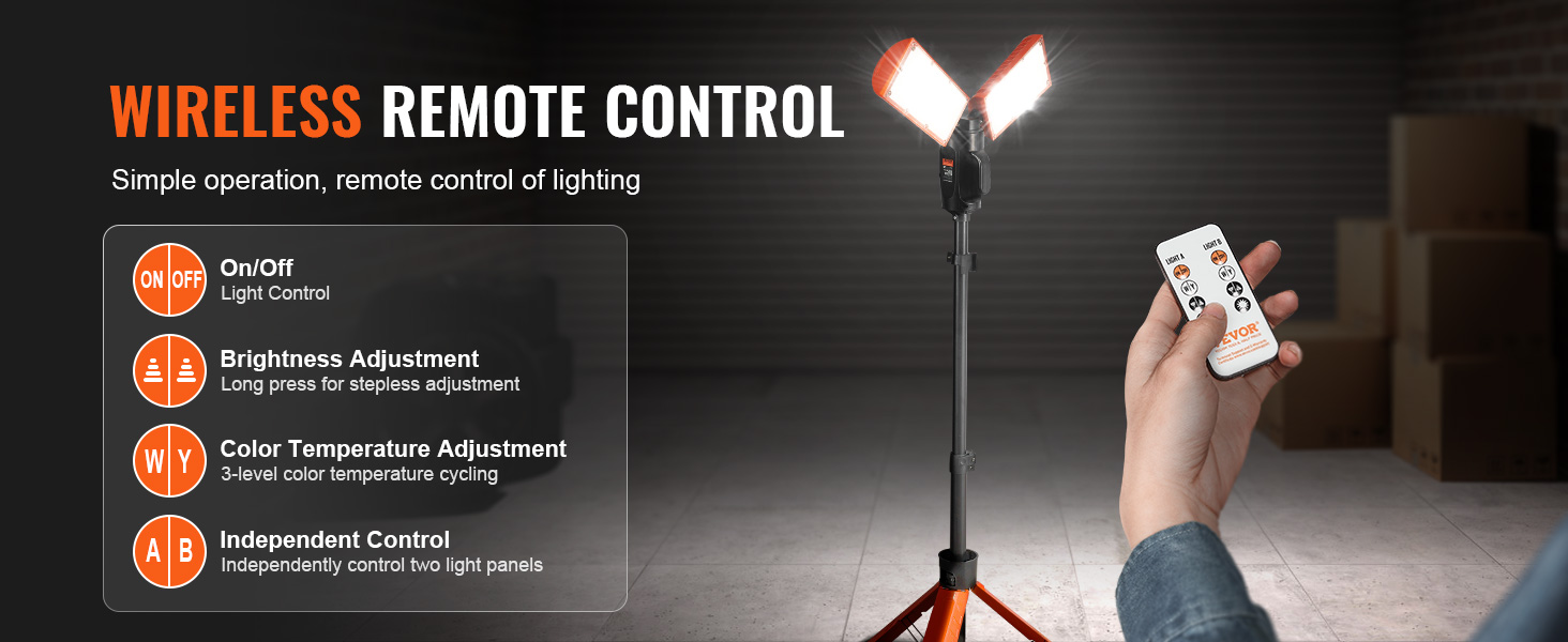 VEVOR Led Work Light, 2500 lm Led Light Stand, Work lights with stand ...