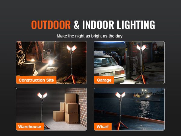 VEVOR Led Work Light, 2500 lm Led Light Stand, Work lights with stand ...