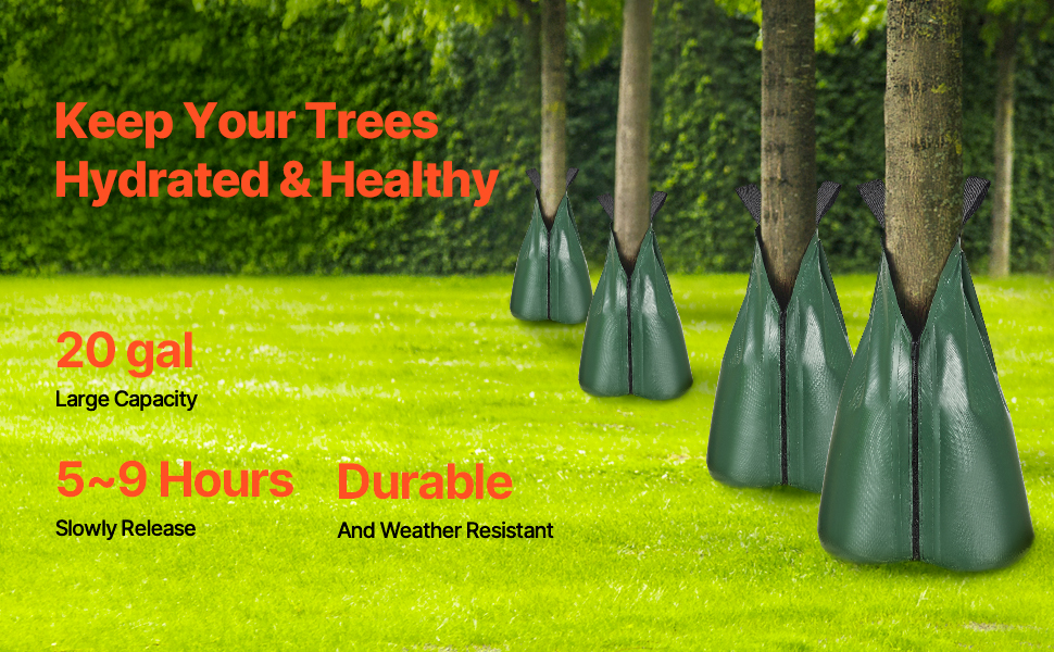 VEVOR Tree Watering Bag Slow Release 25 Pack 20 Gallons, Water Bags for ...