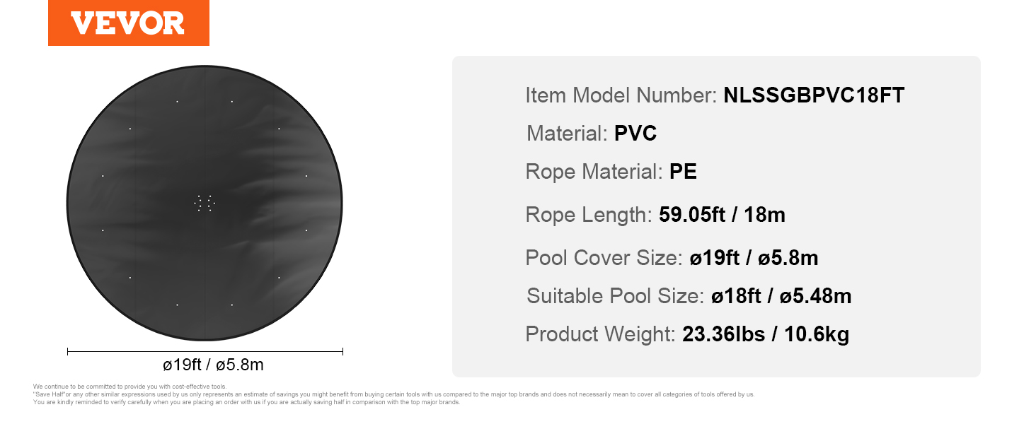 VEVOR 18 Ft Round Pool Cover, Solar Covers for Above Ground Pools ...